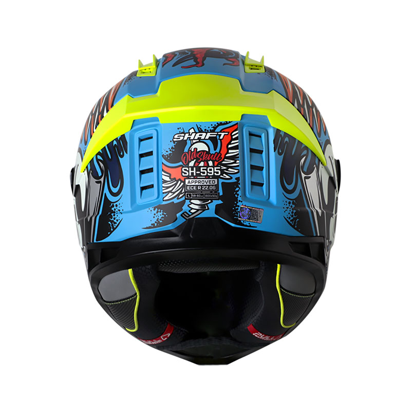 Casco Integral Shaft 595 Old Skull Azul Rojo Visor Iridium Azul - MOTO ...